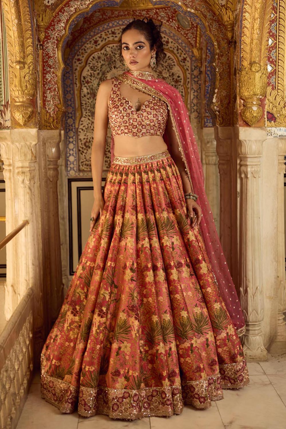 Floral Dual Color Panel Lehenga Set – Prints By Radhika