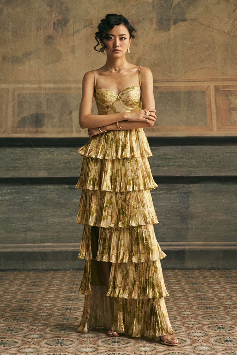 Layered Multi-Pleated Slit Dress – Prints By Radhika